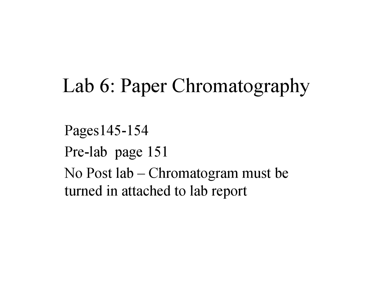 Lab 6: Paper Chromatography | Slides Chemistry | Docsity