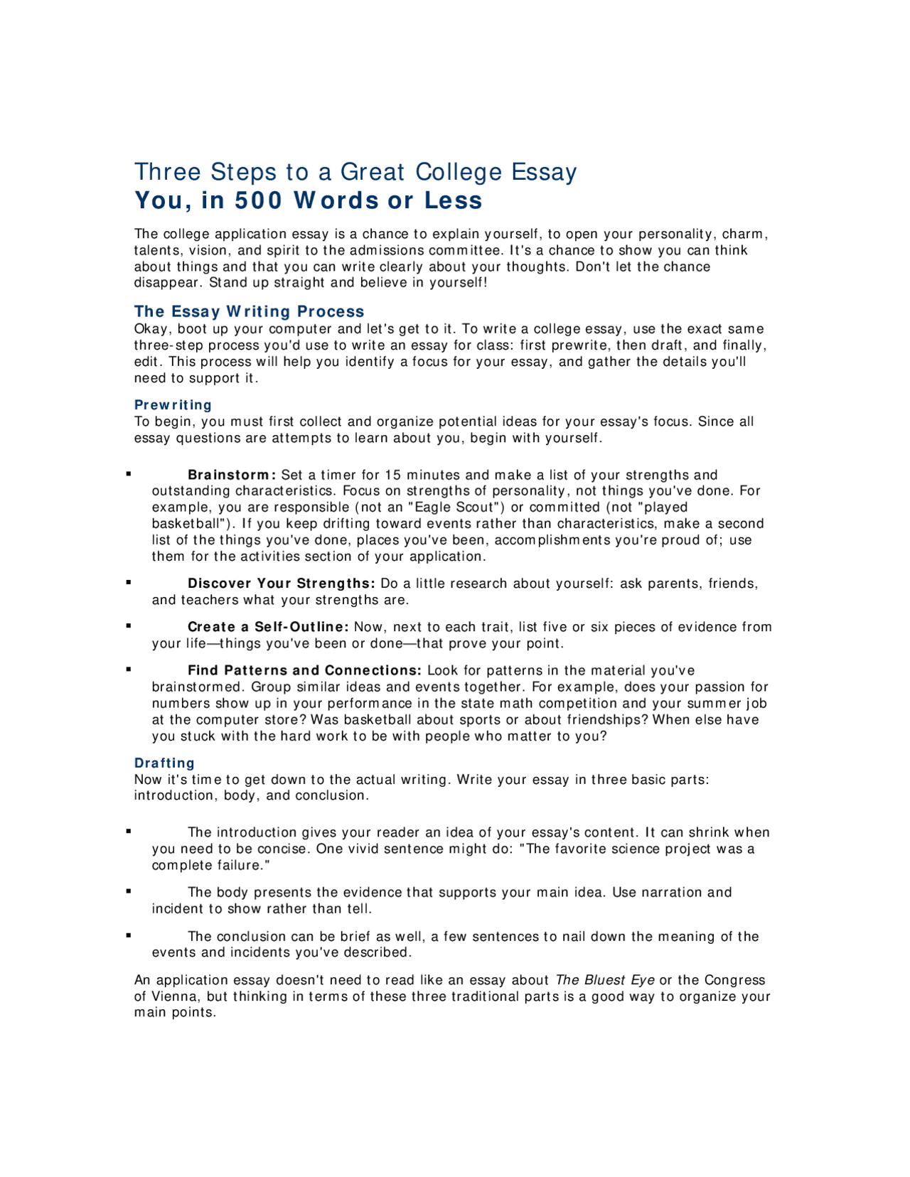 500 Word Essay Outline