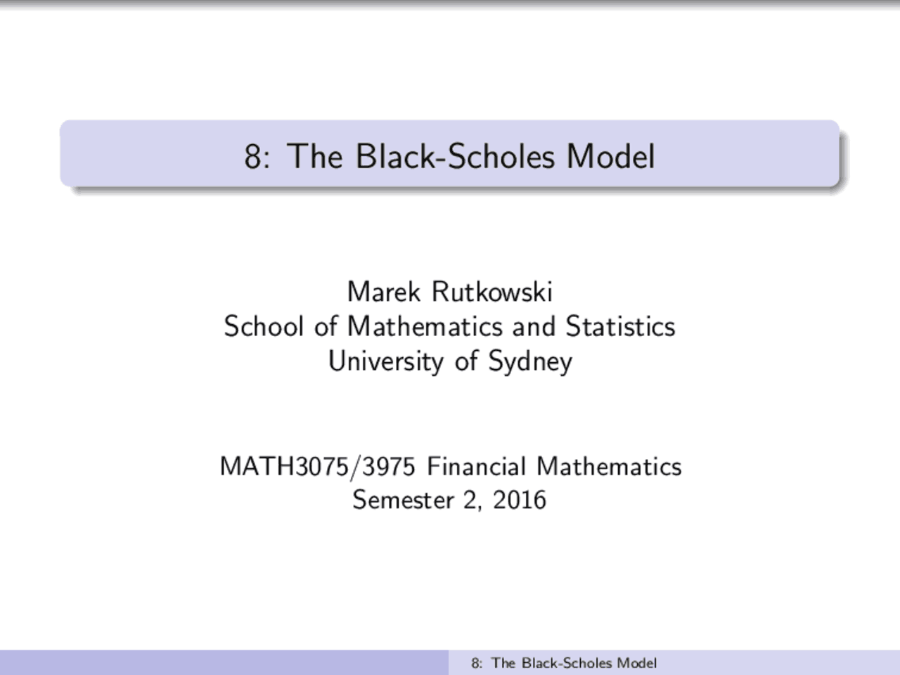 8: The Black-Scholes Model | Study notes Mathematics | Docsity