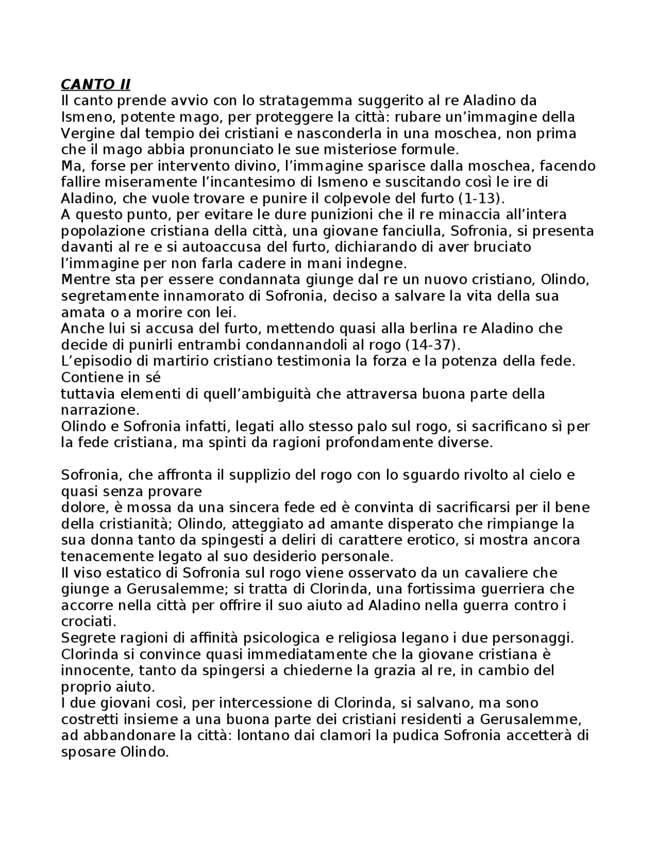 Riassunto canto II della GERUSALEMME LIBERATA | Appunti di Letteratura ...