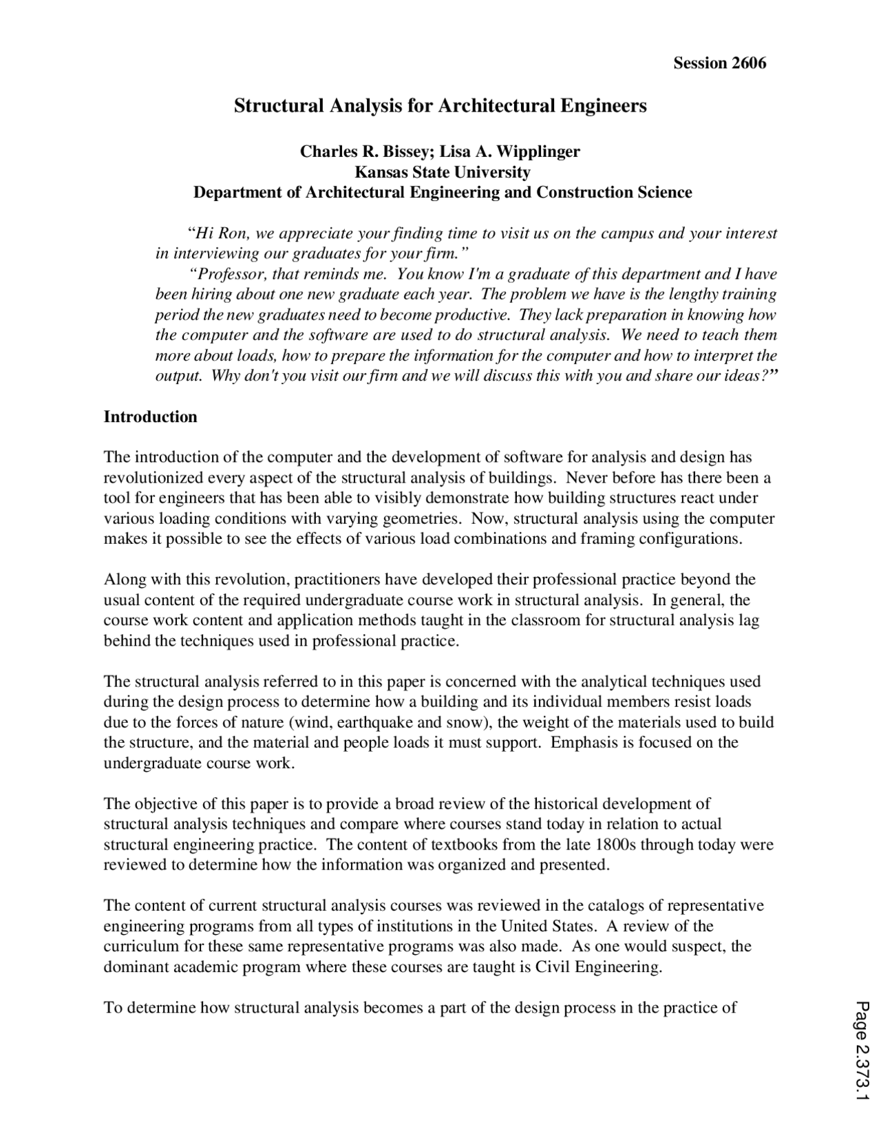 Structural Analysis For Architectural Engineers Lecture Notes