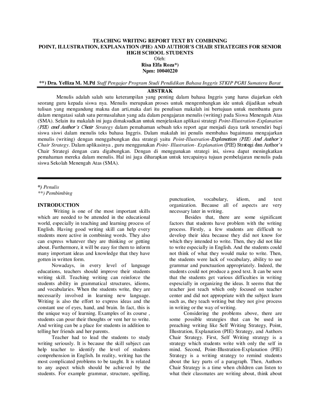Teaching Writing Report Text By Combining Lecture Notes English Docsity