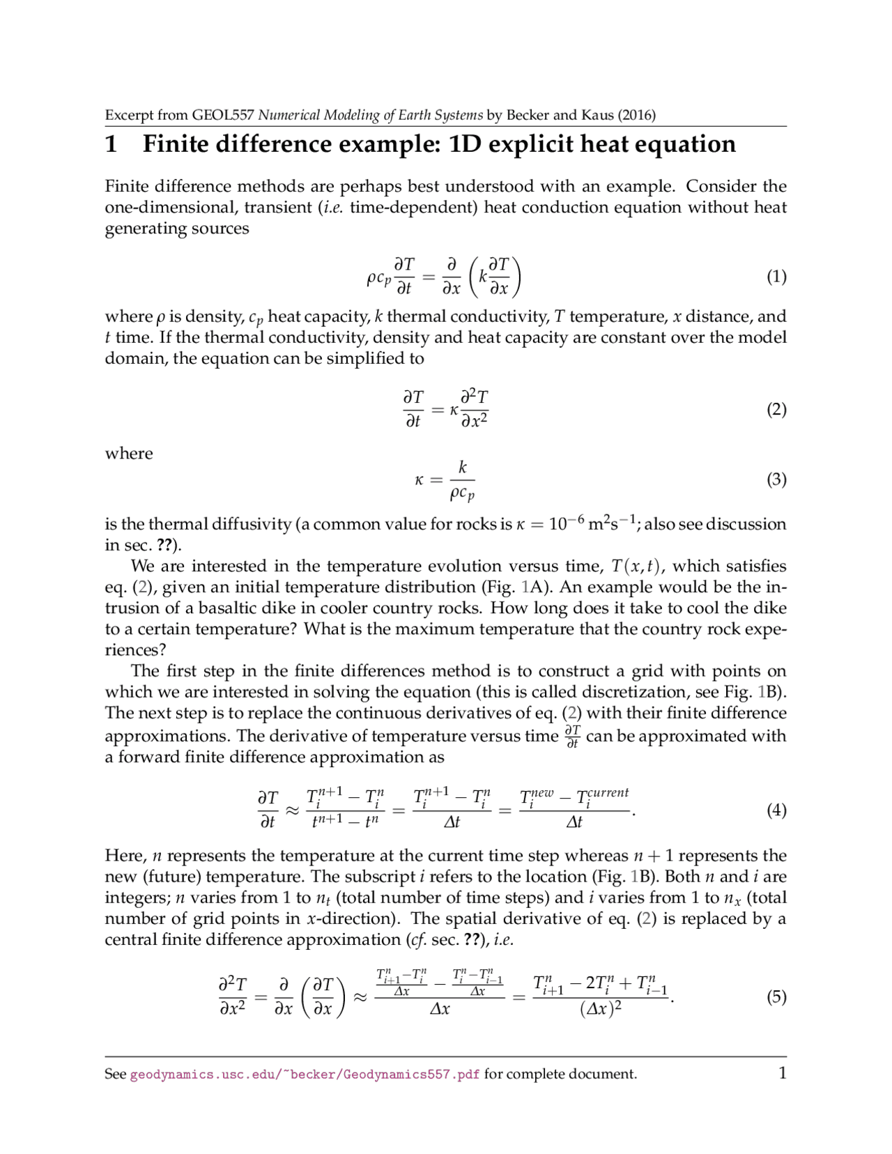 1 Finite difference example: 1D explicit heat equation | Study notes ...