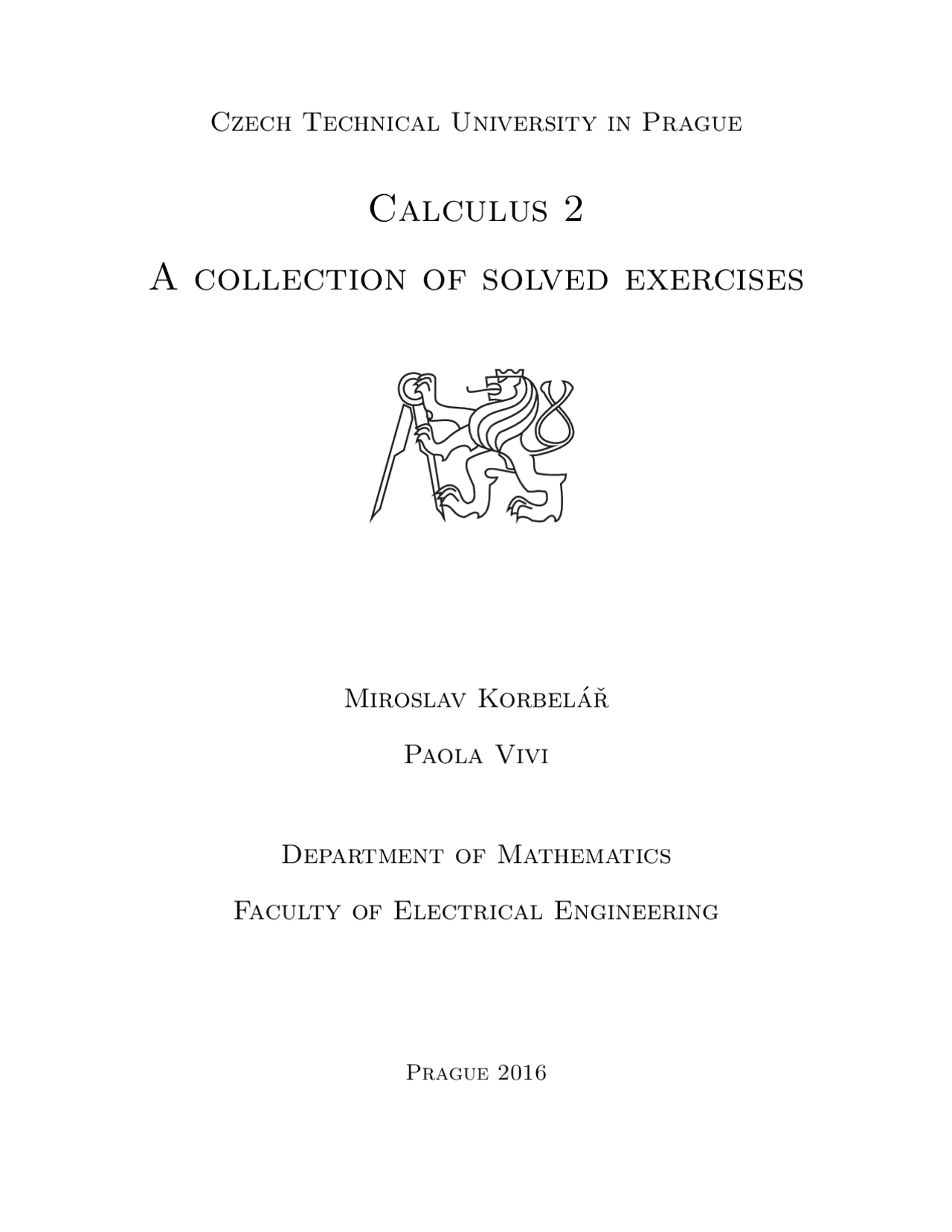 Calculus 2 A Collection Of Solved Exercises Ctu Schemes And Mind