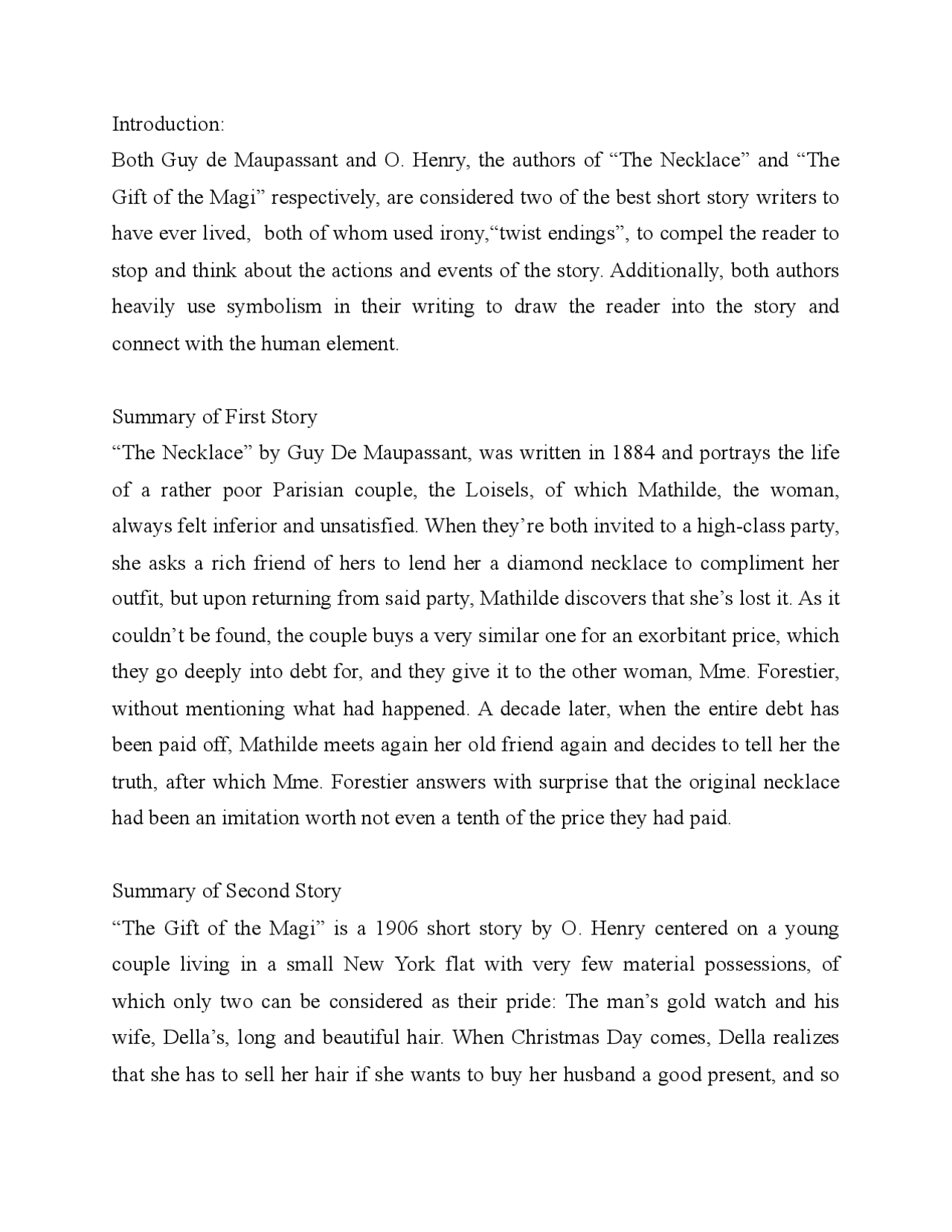 Irony and Symbolism in Short Stories by Maupassant and O. Henry: A ...