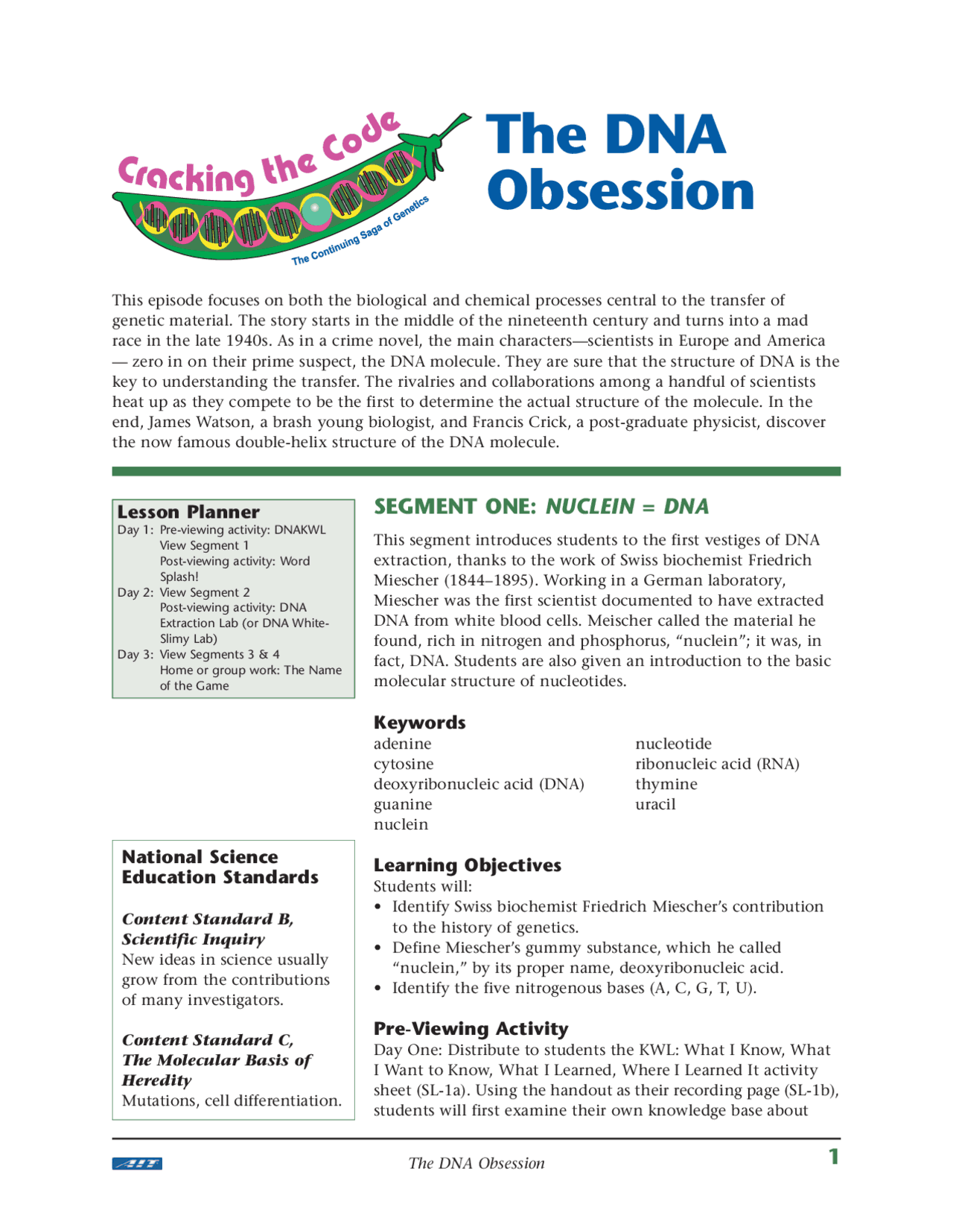 The DNA Obsession | Lecture notes Genetics | Docsity
