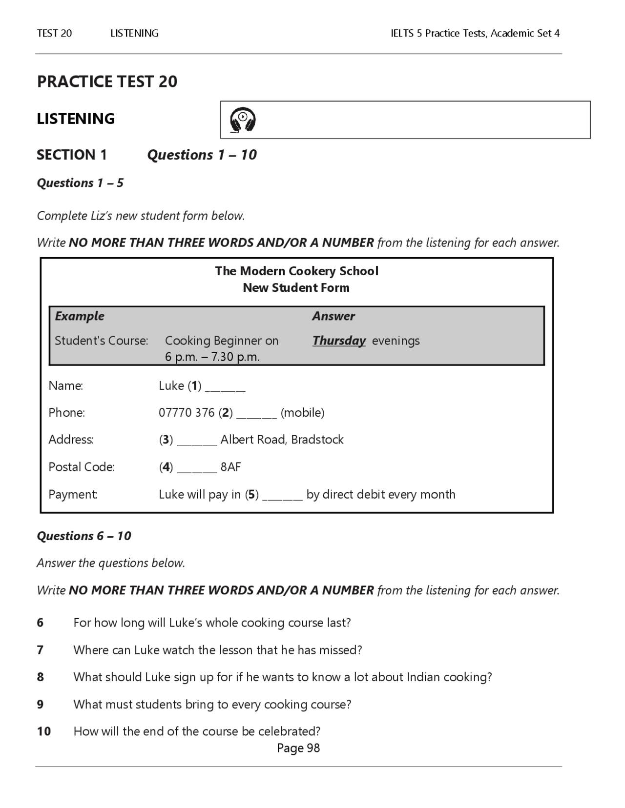 Practice Test 20 Listening Lecture Notes Design Docsity