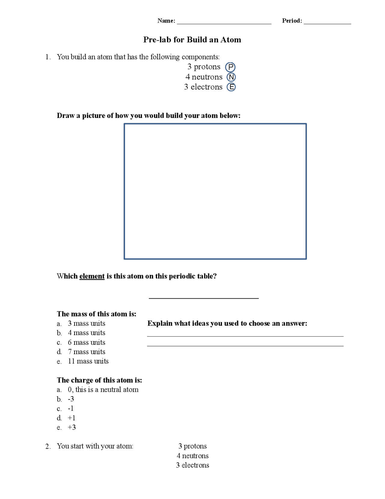 Build An Atom Phet Lab Worksheet Answers PhET Build An Atom Activity