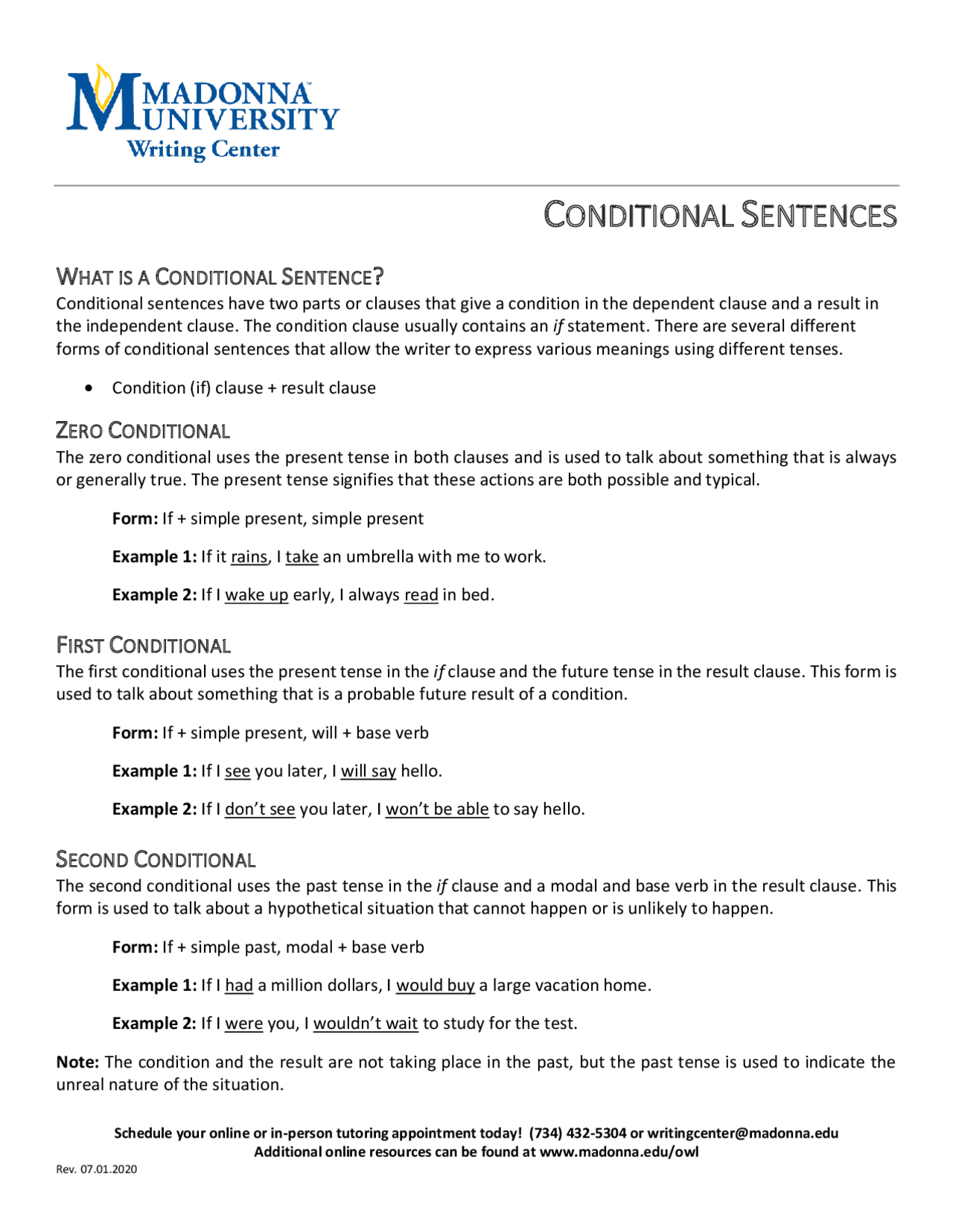 Conditional Sentences Lecture Notes Grammar And Composition Docsity