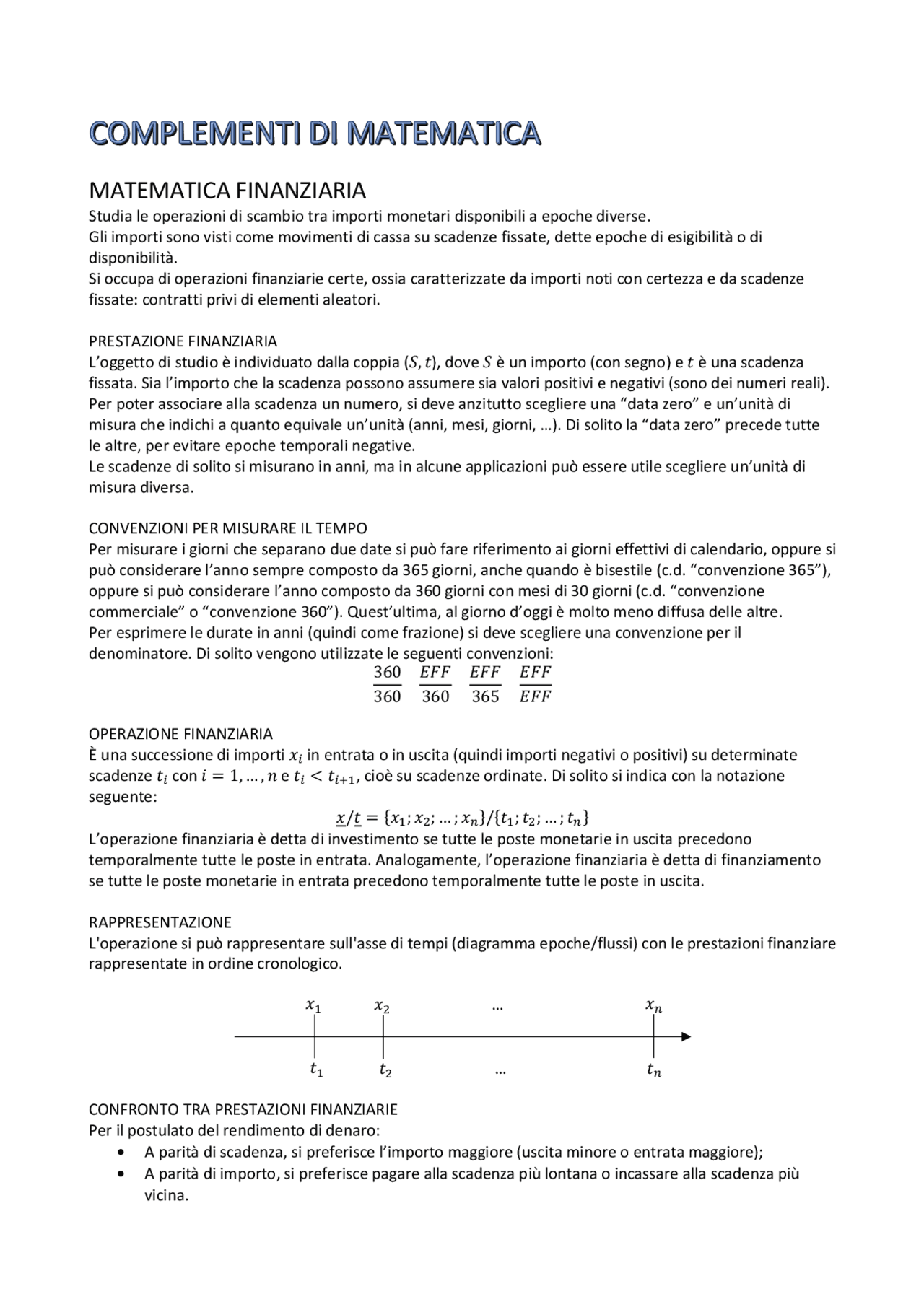 Appunti Complementi di Matematica Economia e Commercio UNIVPM | Appunti ...