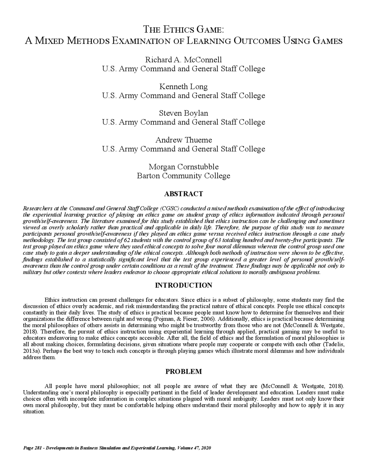 The Ethics Game A Mixed Methods Examination Of Learning Lecture