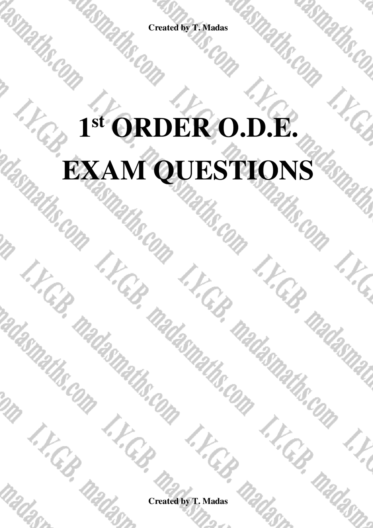 1 ORDER O.D.E. EXAM QUESTIONS | Schemes and Mind Maps Differential ...