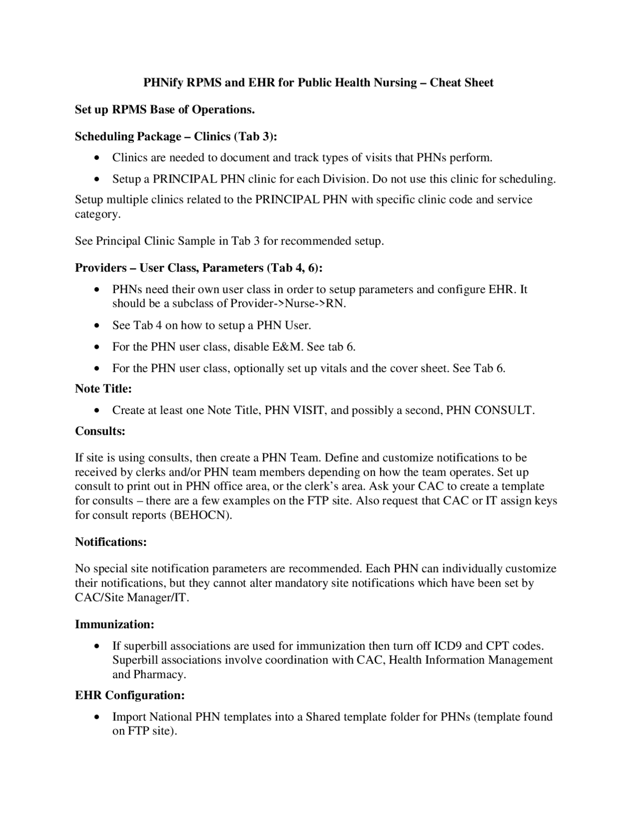 PHNify RPMS and EHR for Public Health Nursing – Cheat Sheet | Schemes ...