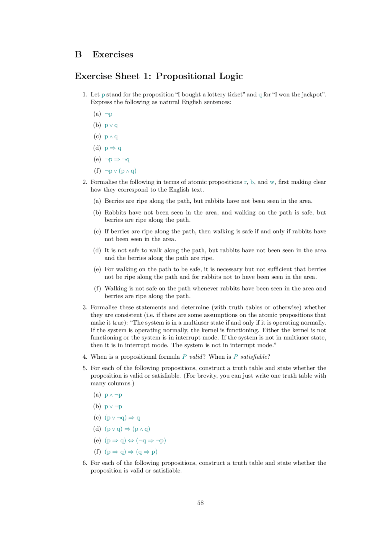 B Exercises Exercise Sheet 1 Propositional Logic Exams Logic Docsity 7799