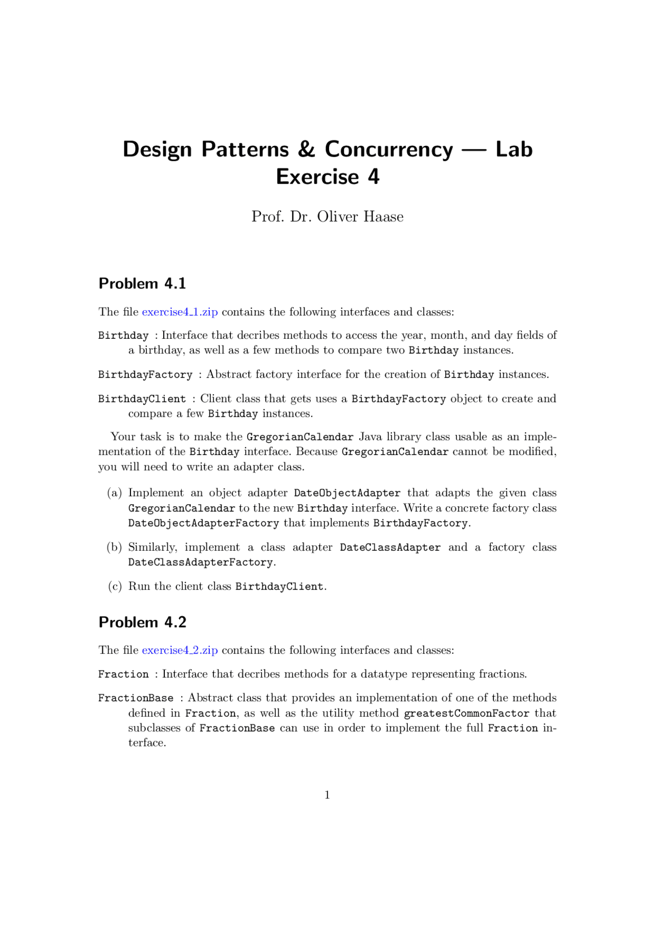 Design Patterns And Concurrency — Lab Exercise 4 Lecture Notes Design