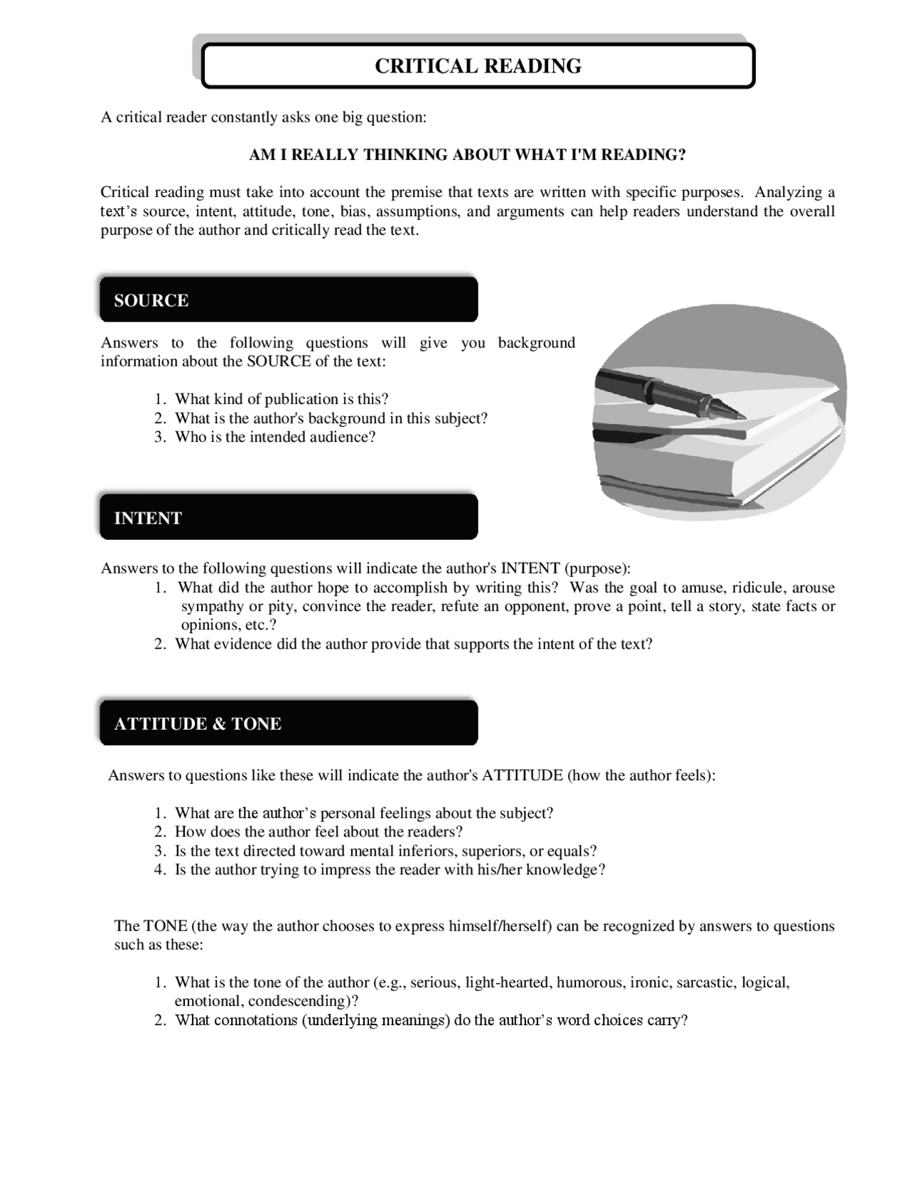 Understanding Critical Reading: Source, Intent, Attitude, Tone, Bias ...