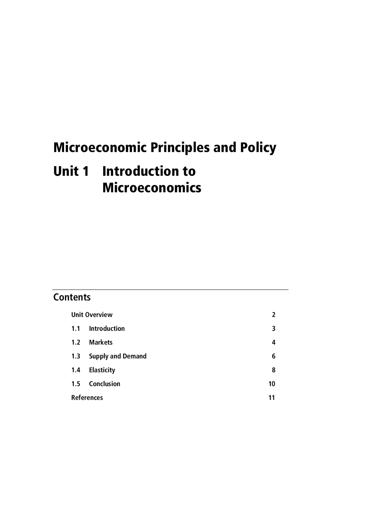 Microeconomic Principles and Policy Unit 1 Introduction to ... | Study ...
