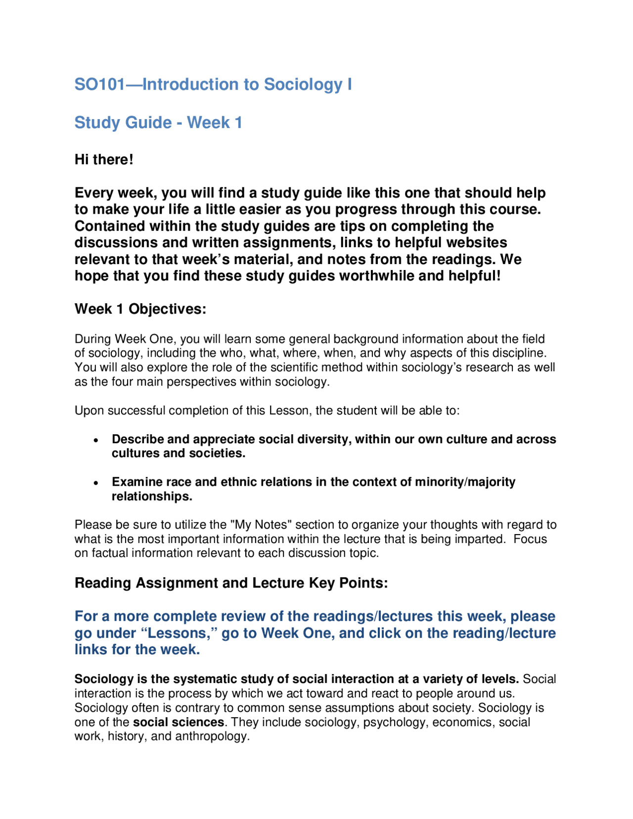 SO101—Introduction to Sociology I Study Guide | Exercises Introduction ...