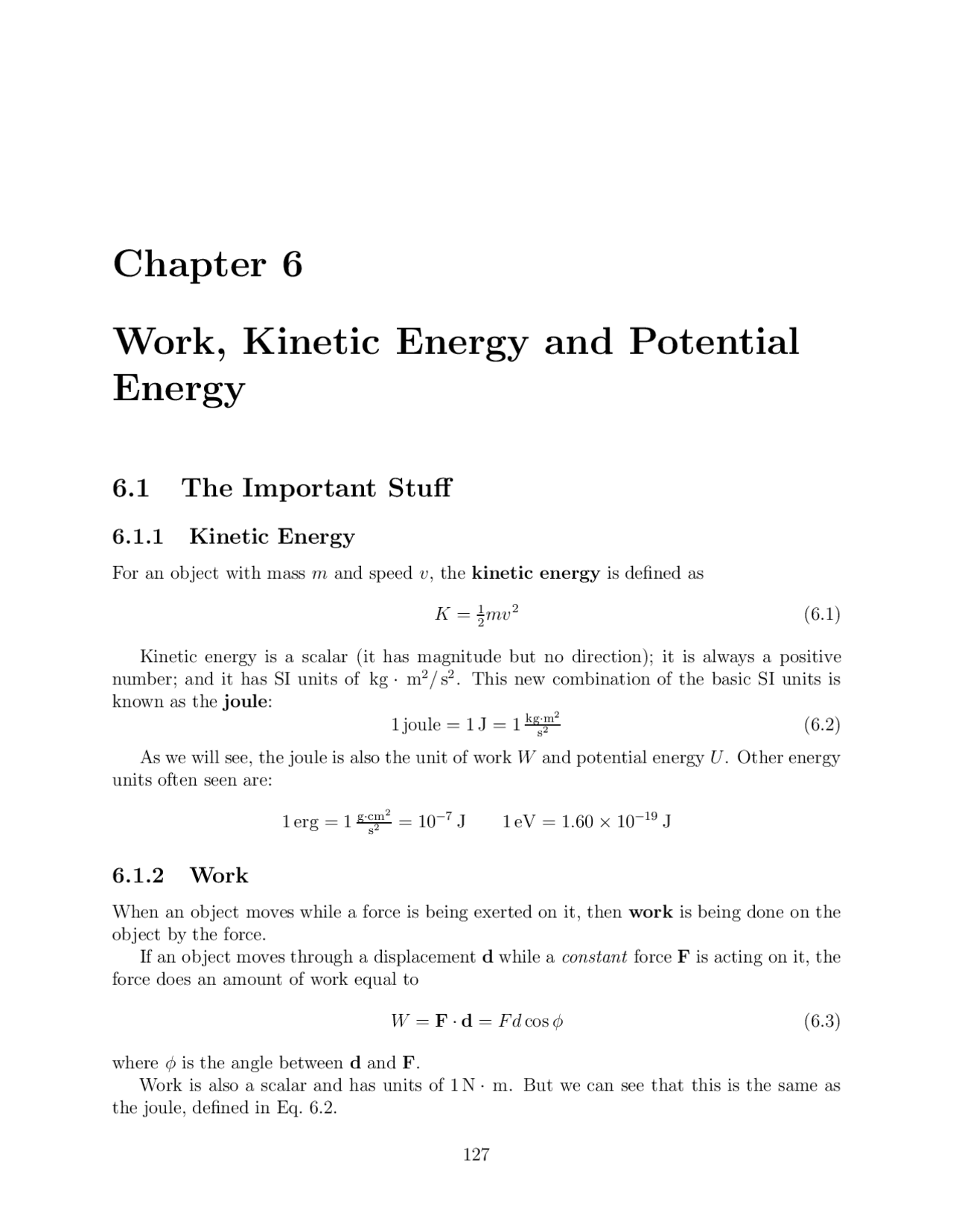 Chapter 6 Work, Kinetic Energy and Potential Energy | Study notes ...