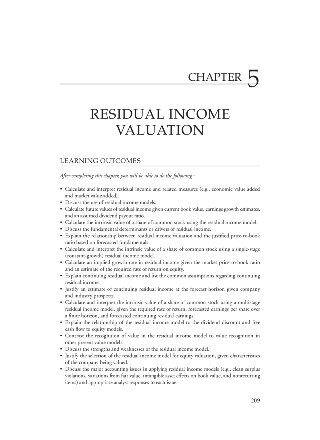 RESIDUAL INCOME VALUATION | Study notes Accounting | Docsity