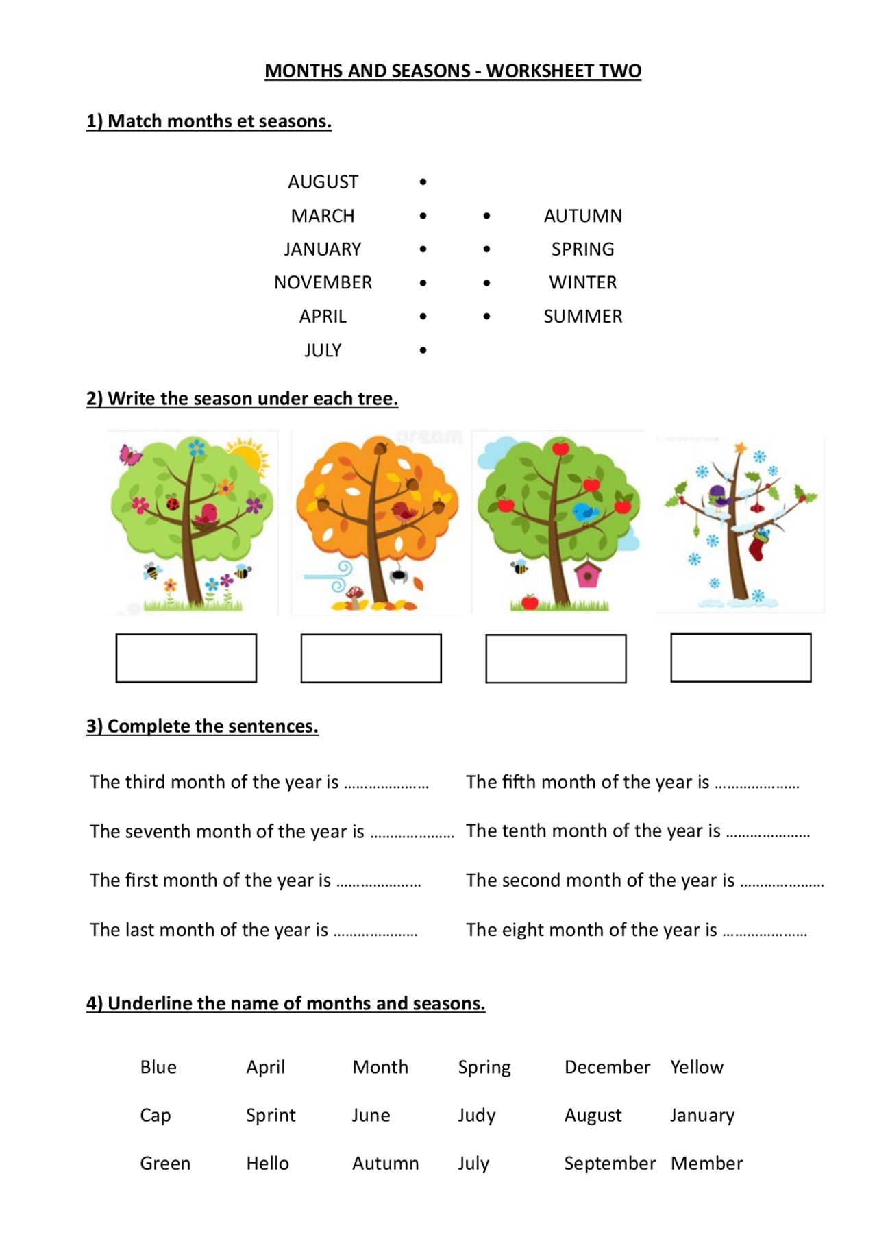 Seasons And Months Seasons And Months