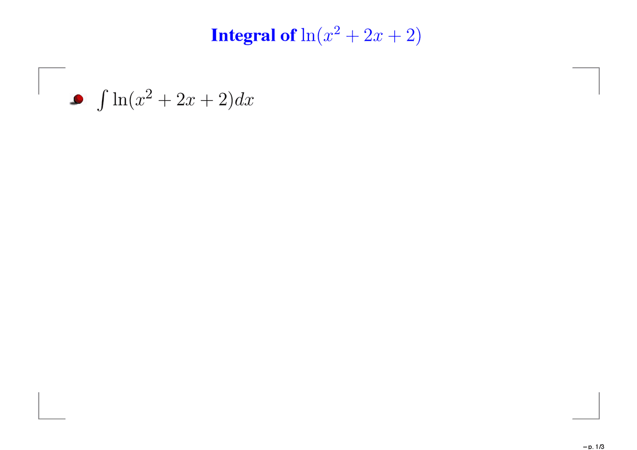 Integral of ln(x2 + 2x + 2) | Slides Differential and Integral Calculus ...