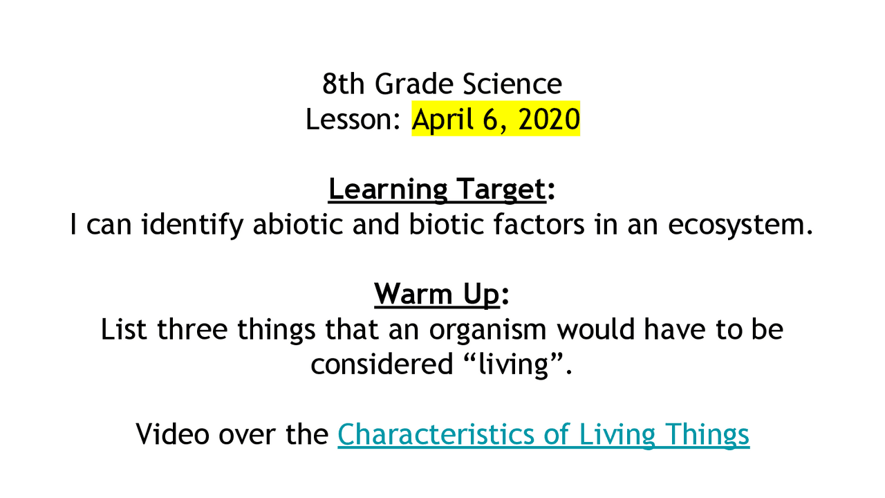 Abiotic And Biotic Factors Lessons