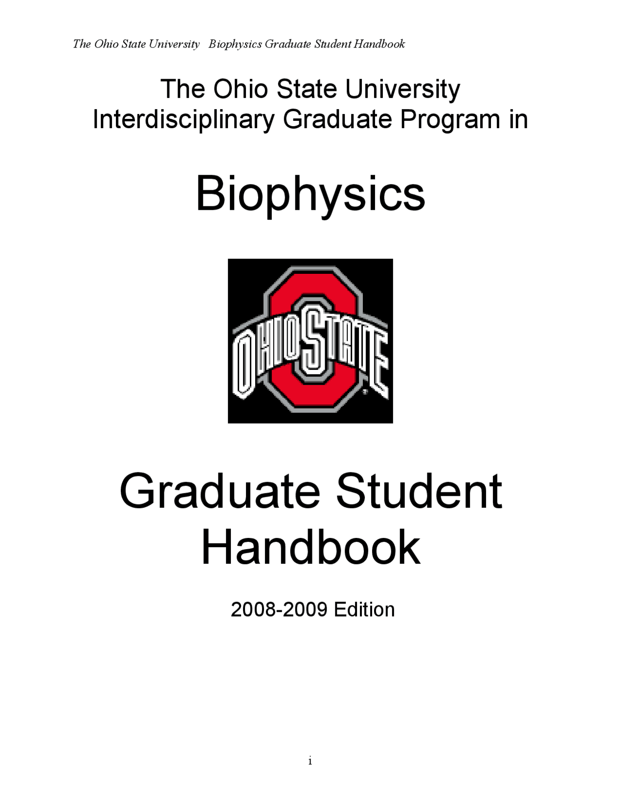 Biophysics Graduate Student Handbook | Study notes Biophysics | Docsity