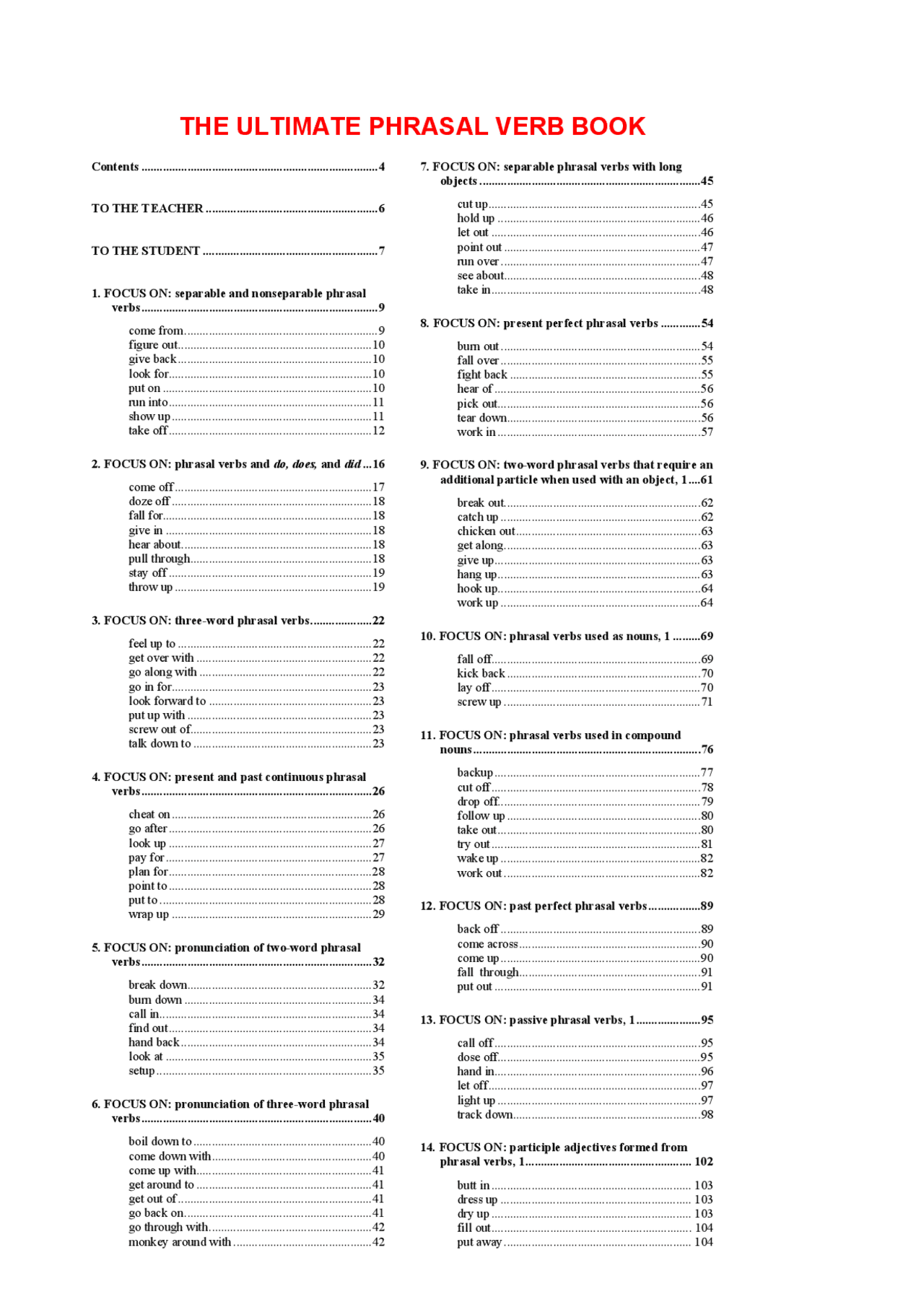 THE ULTIMATE PHRASAL VERB BOOK | Study notes English | Docsity
