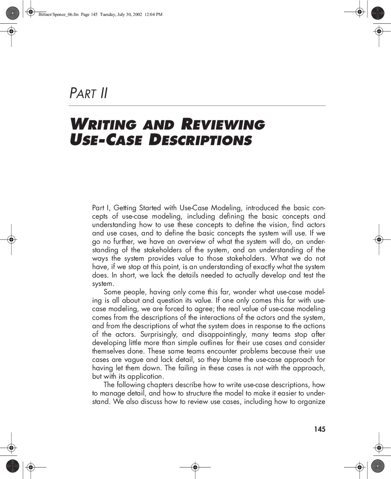 Part Ii Writing And Reviewing Use Case Descriptions Lecture Notes