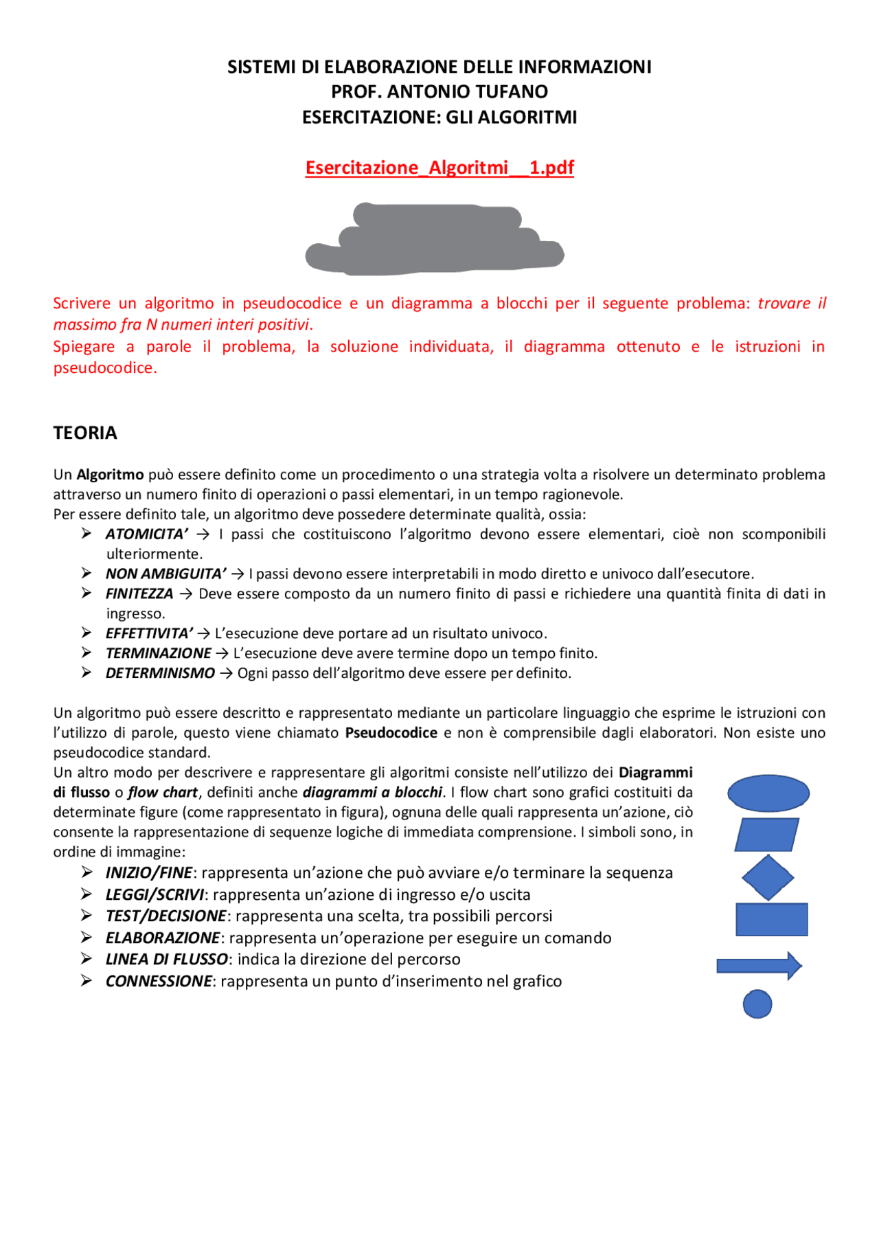 Sistemi Elaborazioni Informazioni Area 1 Algoritmi Esercizi Di