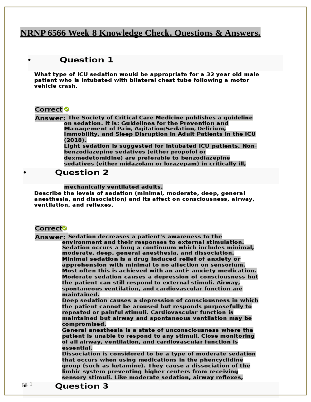 Nrnp 6566 Week 8 Knowledge Check Questions And Answers Exams Nursing
