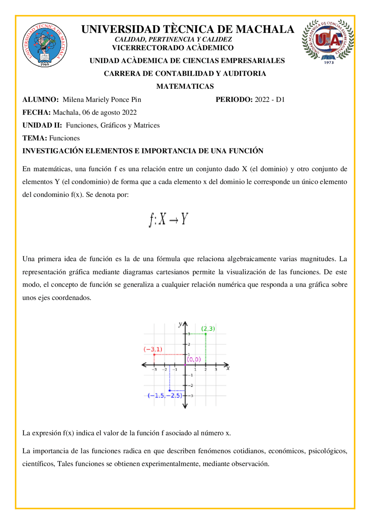 TIPOS DE FUNCIONES E IMPORTANCIA | Resúmenes de Matemáticas | Docsity