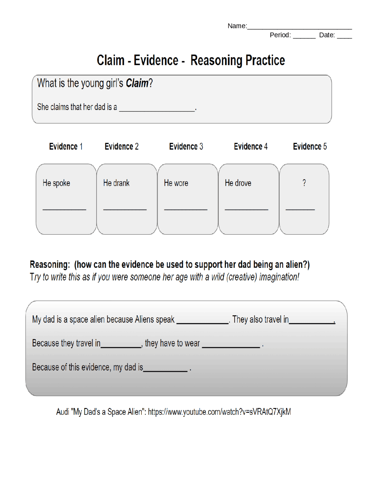 Claim Evidence Reasoning Practice | Schemes and Mind Maps Earth science ...
