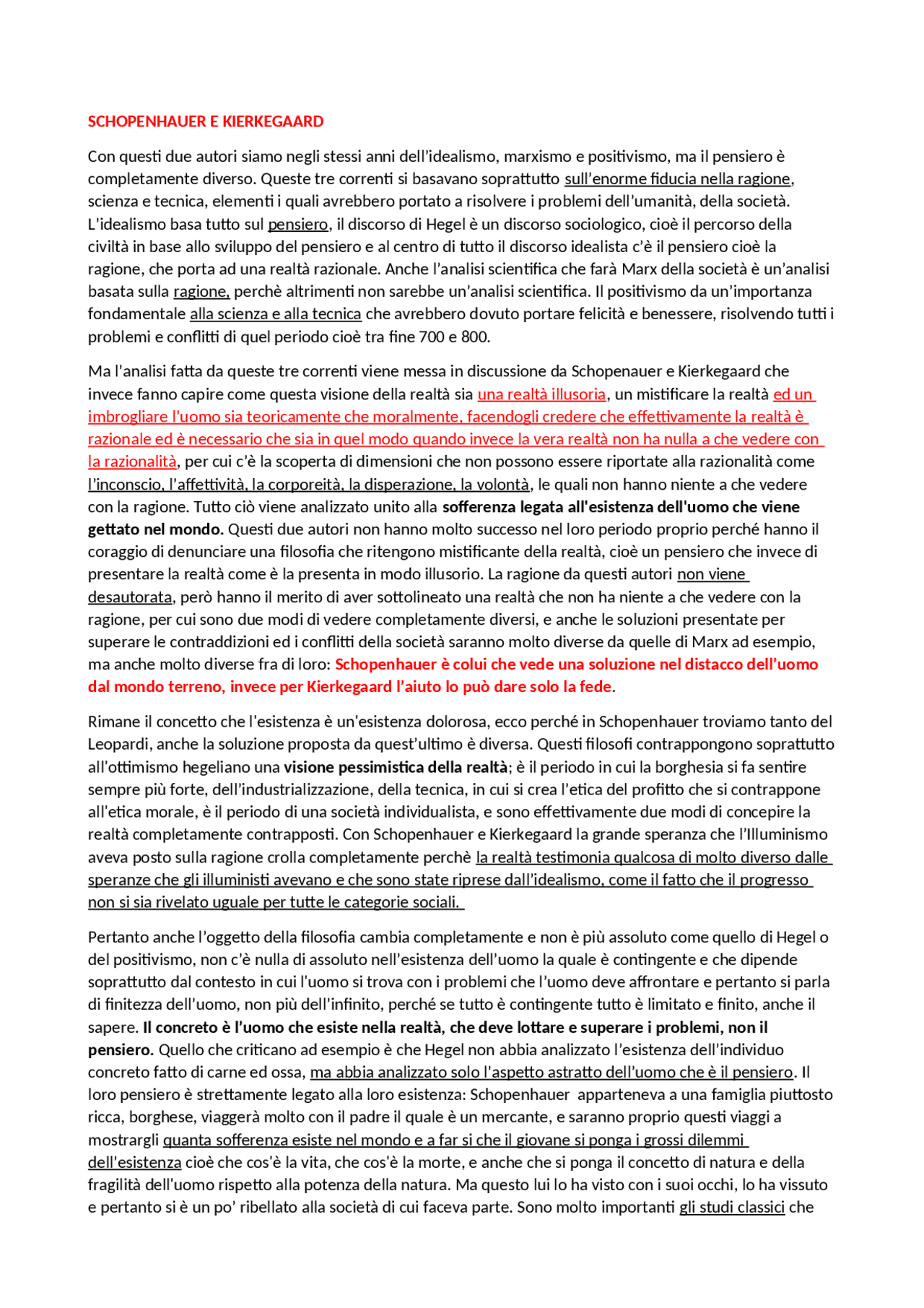 Schopenhauer E Kierkegaard Appunti Di Filosofia Docsity