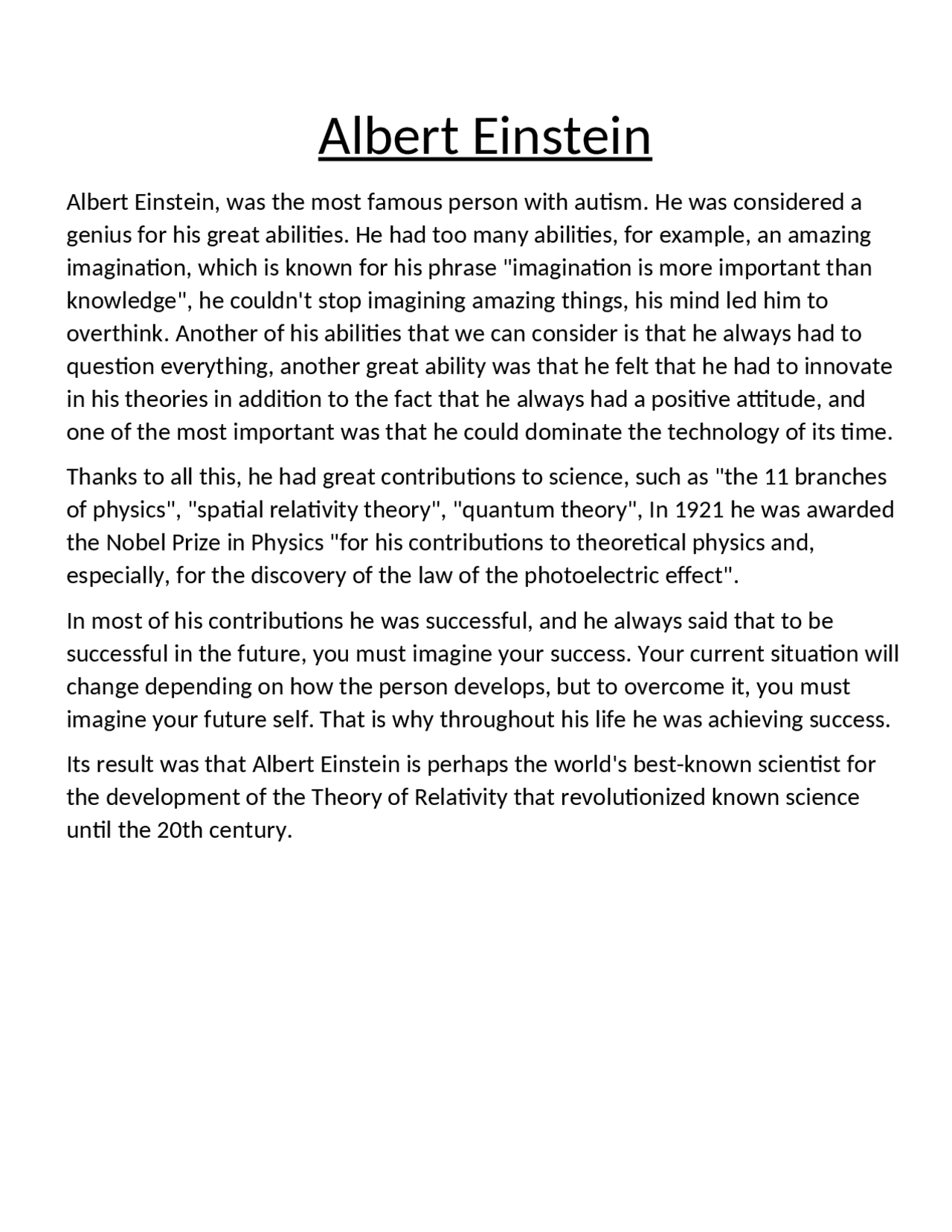 Albert Einstein Biography Resúmenes De Inglés Docsity