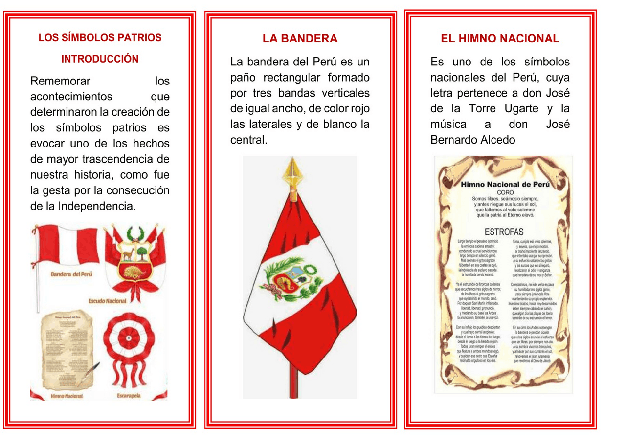 Triptico de los simbolos patrios peru | Esquemas y mapas conceptuales ...