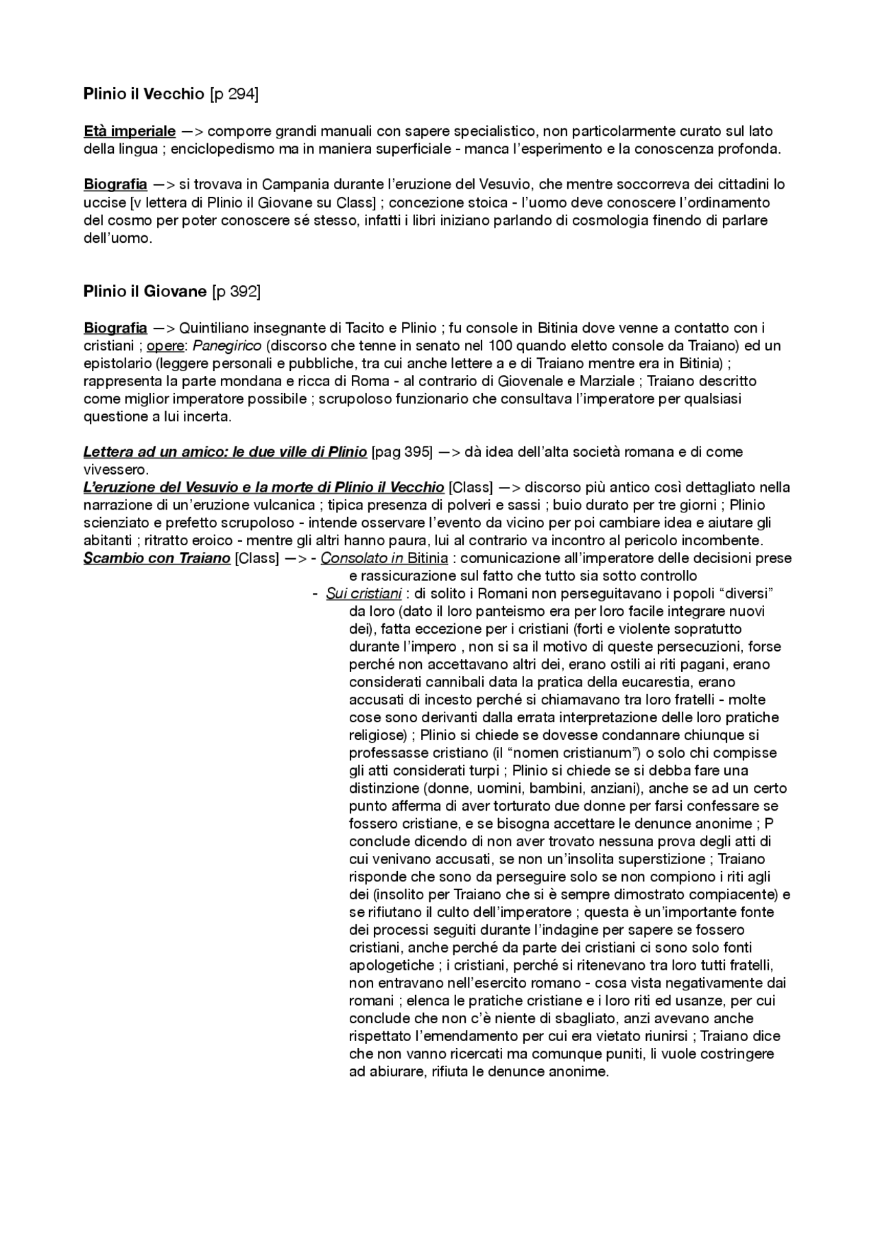 Appunti Su Plinio Il Vecchio E Il Giovane Appunti Di Latino Docsity
