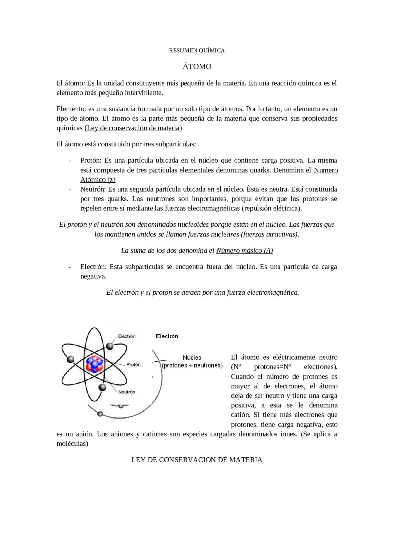 Resumen De Quimica Numeros Cuanticos Résumés De Chimie Docsity