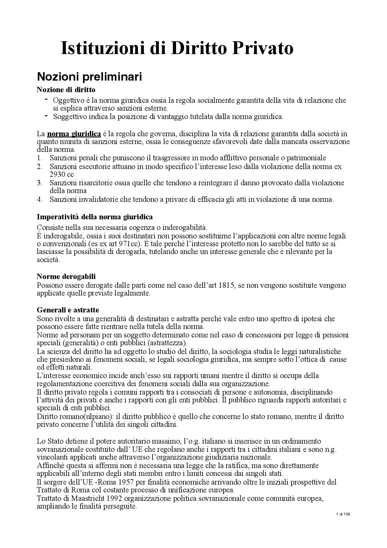 Riassunto Bianca- Istituzioni di diritto privato | Sintesi del corso di ...