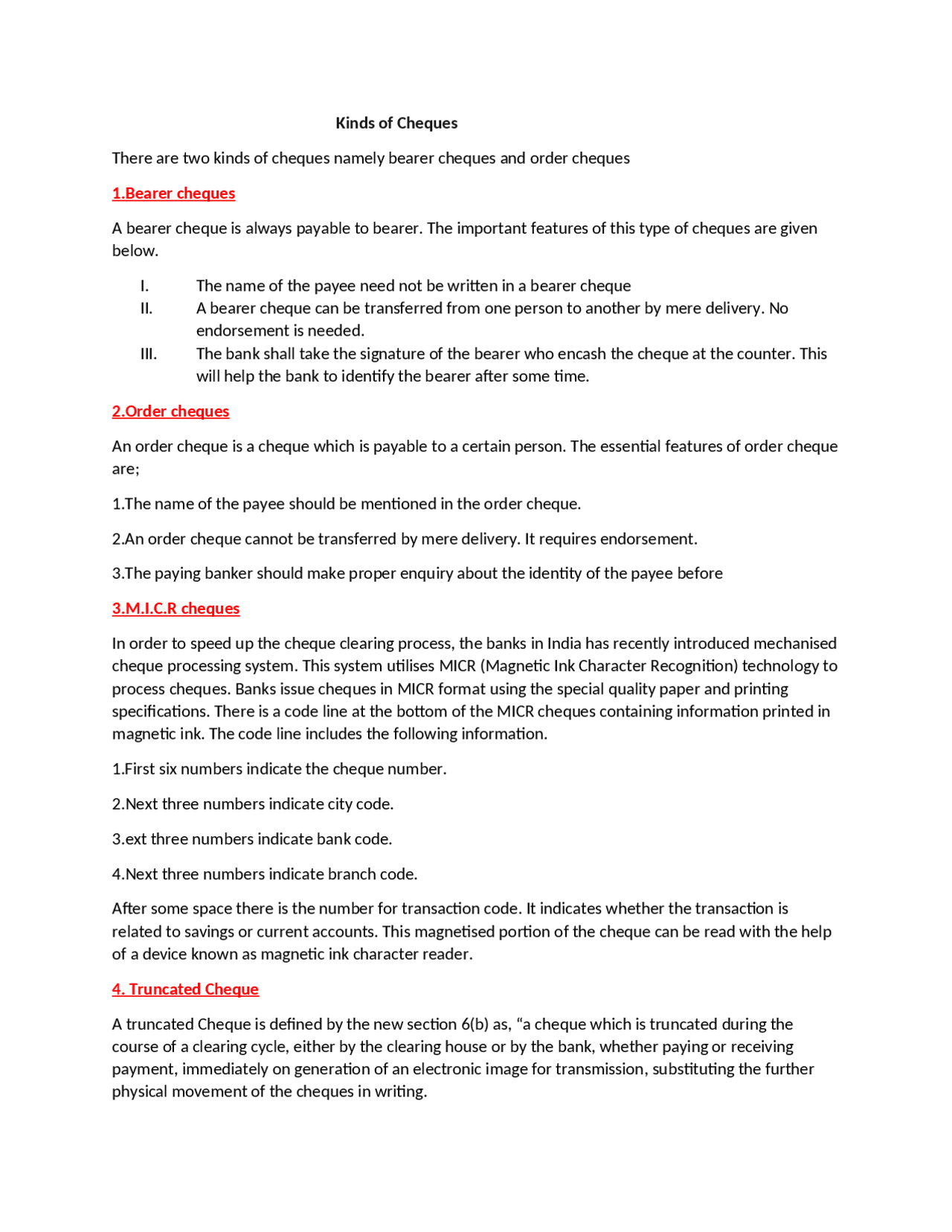 Types of Cheques and Cheque Processing Systems | Summaries Banking Law ...
