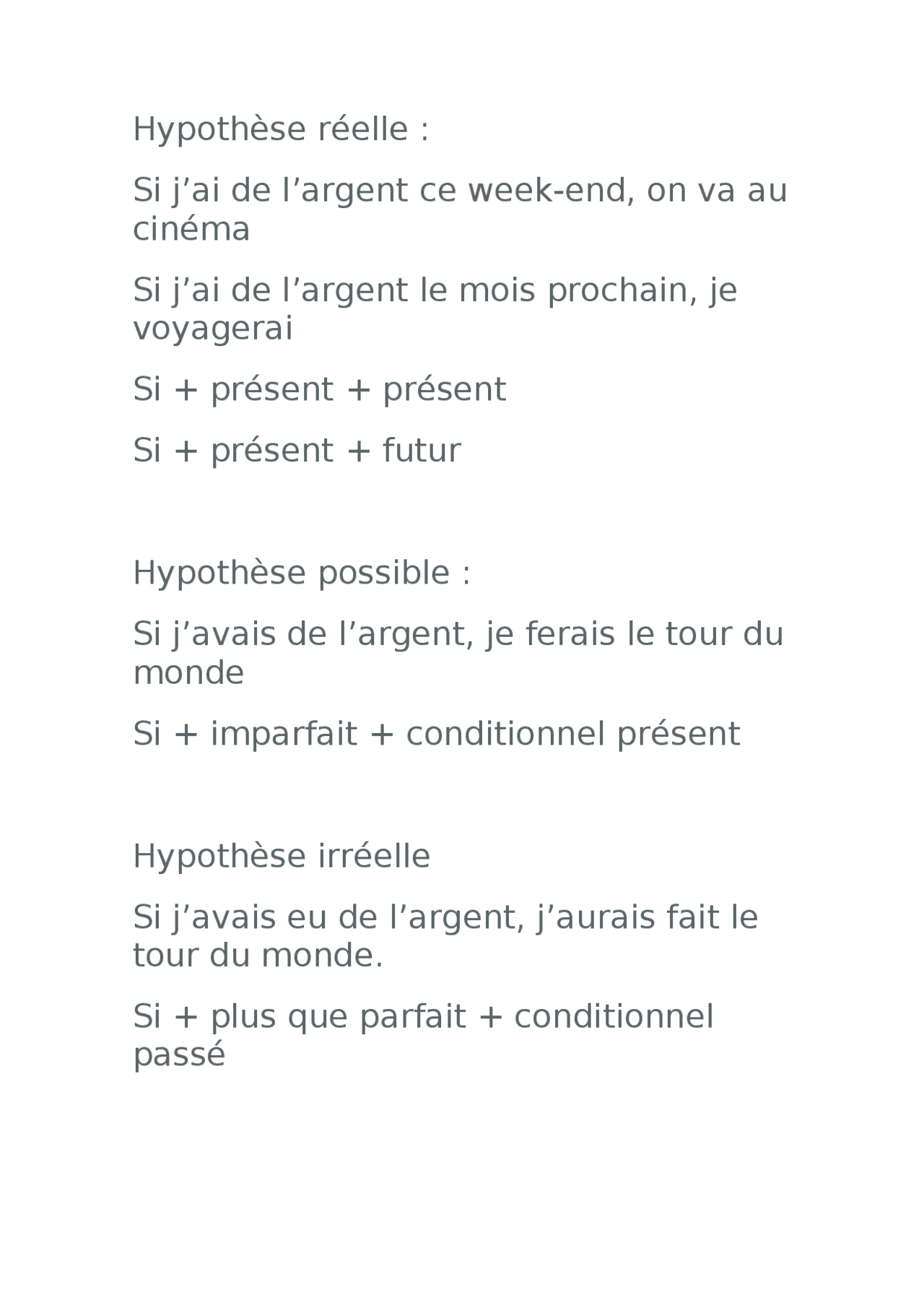 CONDICIONAL EN FRANCES | Resúmenes de Francés - Docsity