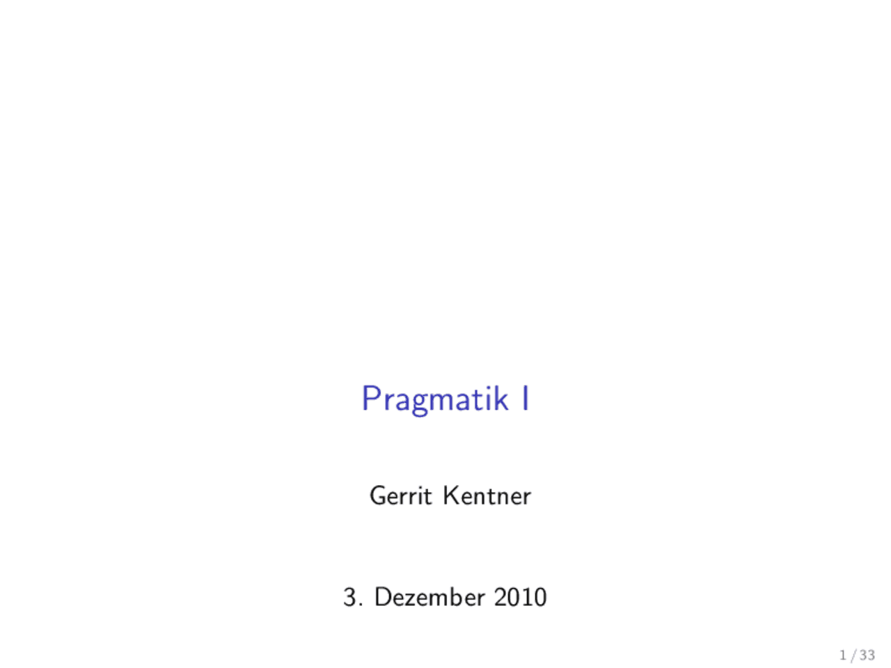 Pragmatik I | Übungen Pragmatik | Docsity