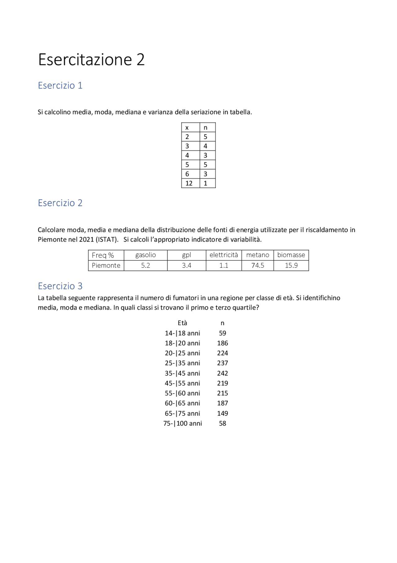 Esercizi di Statistica Economica | Esercizi di Statistica Economica - Docsity