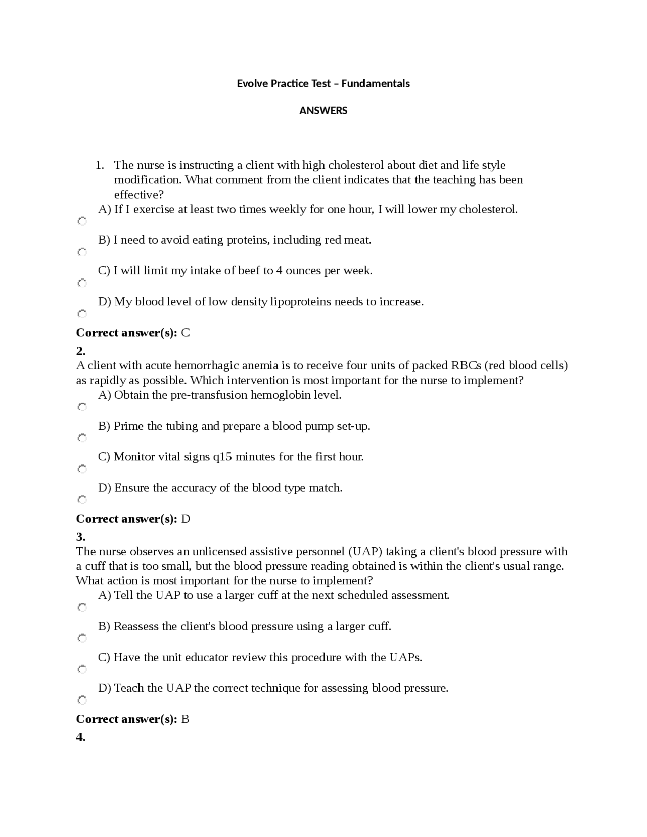 Nurs 3260 Evolve Practice Test Fundamentals Questions And Answersnew
