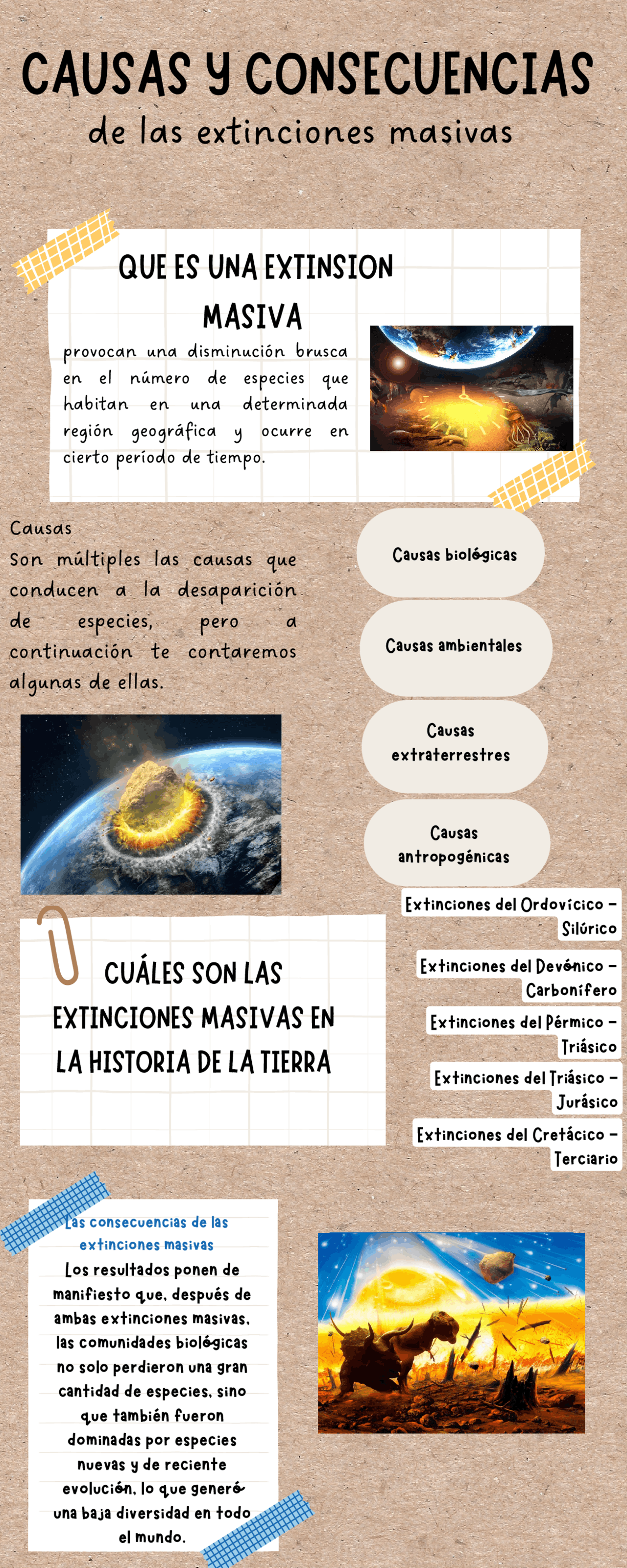 infografia causas y consecuensias extinciones masivas | Apuntes de ...