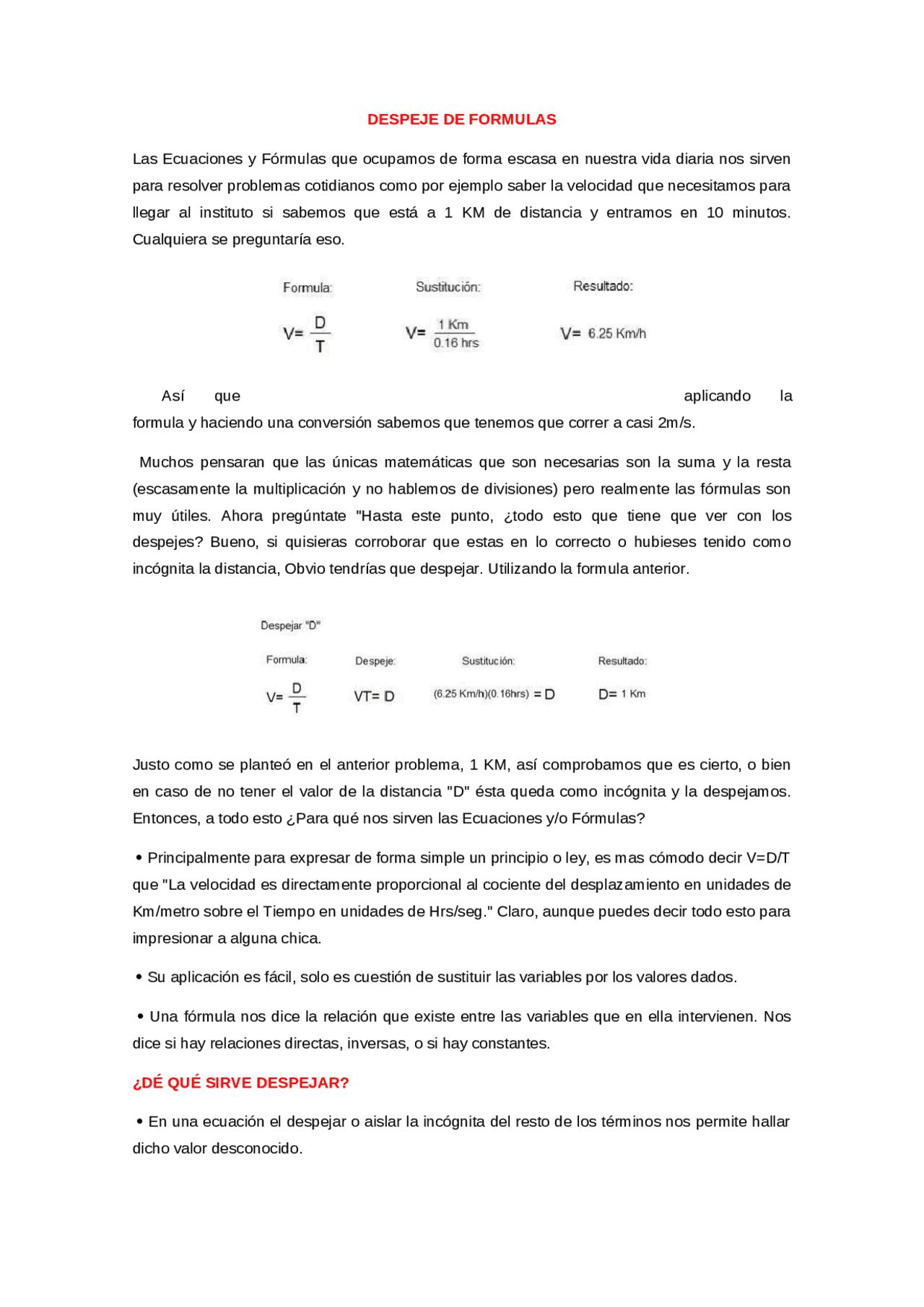 Despeje de formulas ejemplos | Esquemas y mapas conceptuales de ...