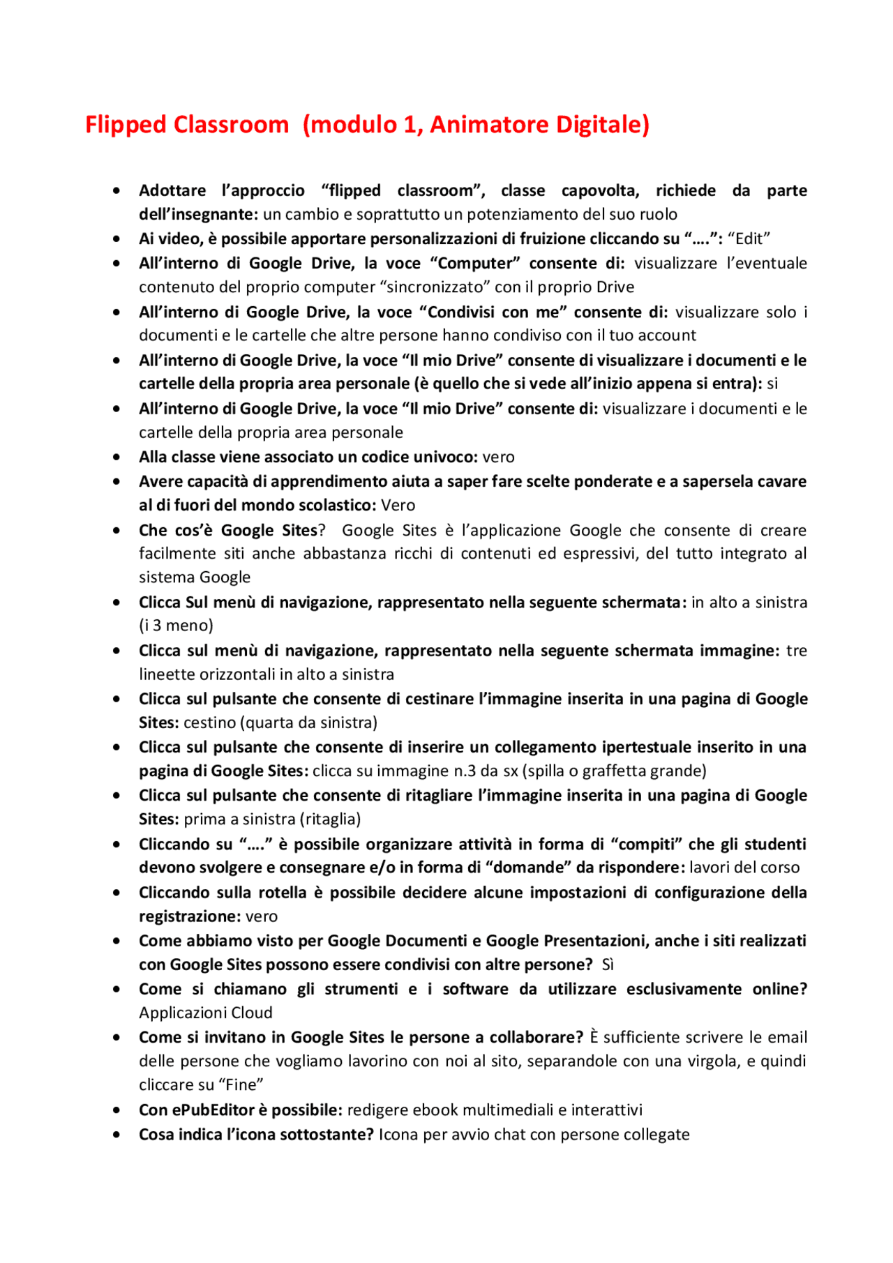 Flipped Classroom Modulo 1 Animatore Digitale Prove Desame Di