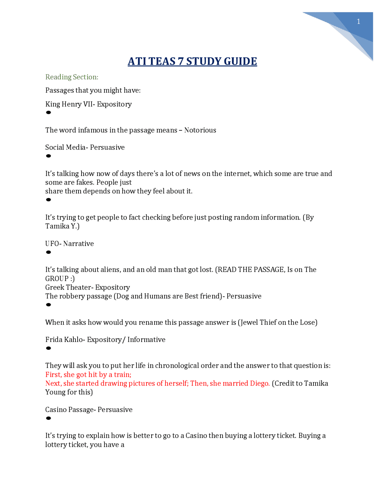 ATI TEAS 7 STUDY GUIDE LATEST EXAM | Exams Nursing | Docsity