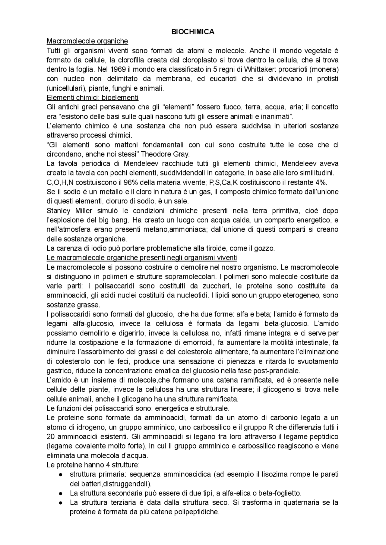 Appunti Biochimica Infermieristica Dispense Di Biochimica Docsity